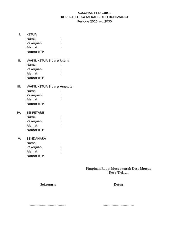 Susunan Pengurus Dan Pengawas | PDF