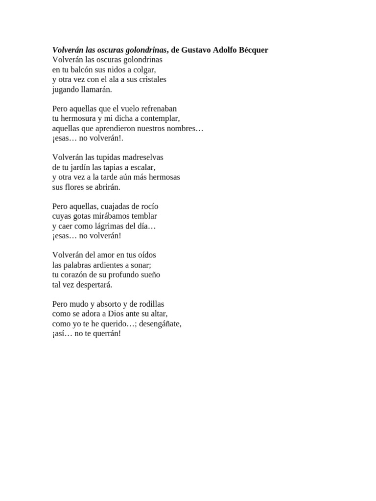 Volverán Las Oscuras Golondrinas | PDF