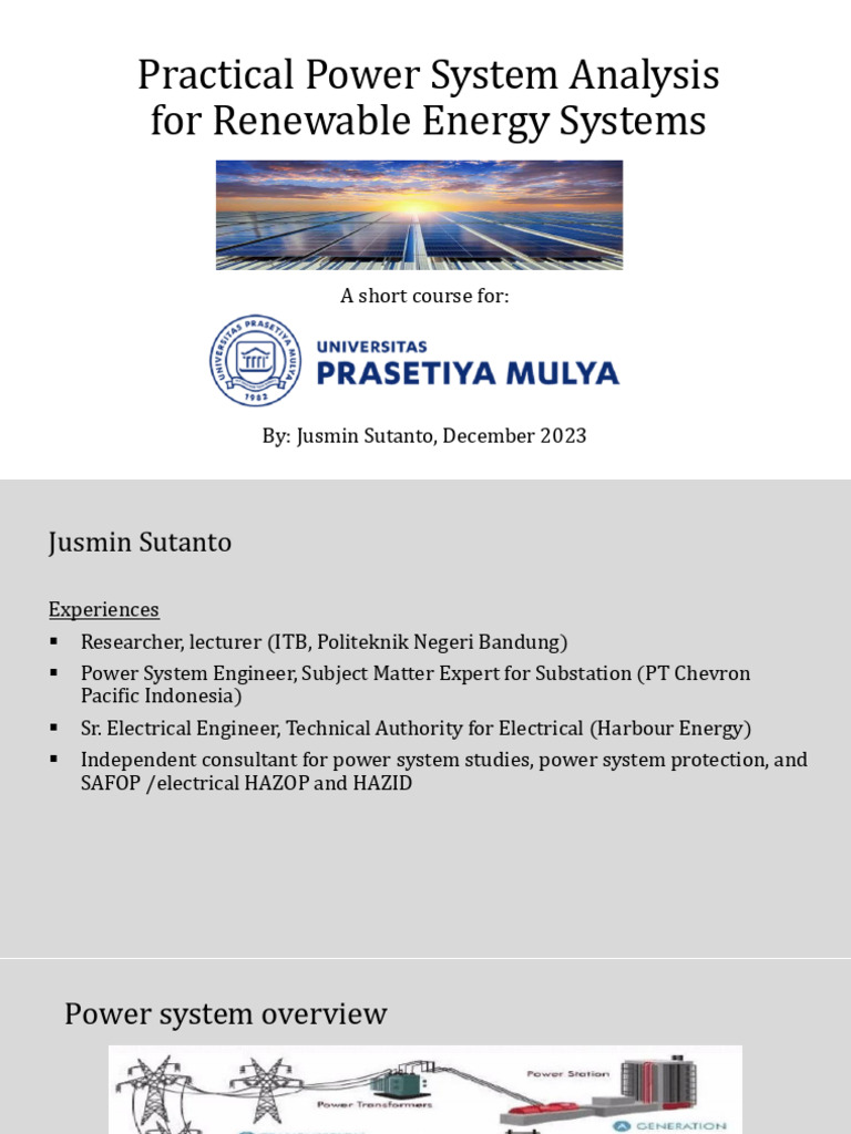 Practical Power System Analysis For Renewable Energy Systems | PDF ...