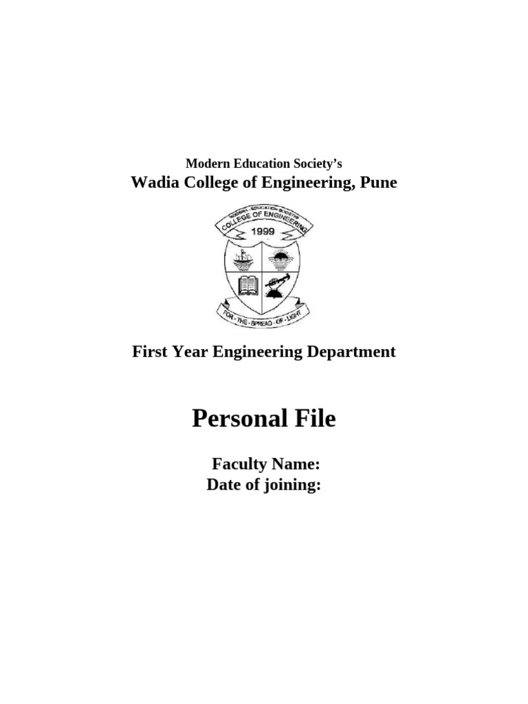 Personal File Cover Page Template | PDF