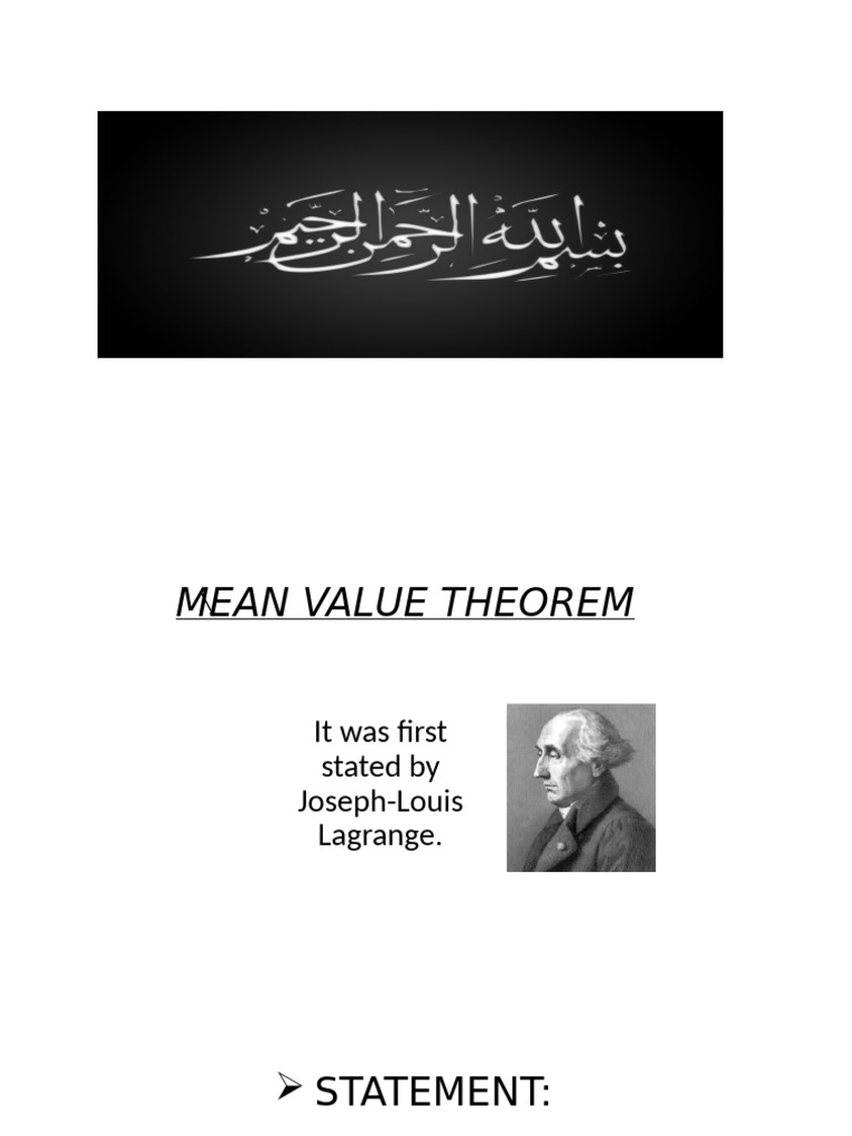 Presentation (mean value theorem) | PDF