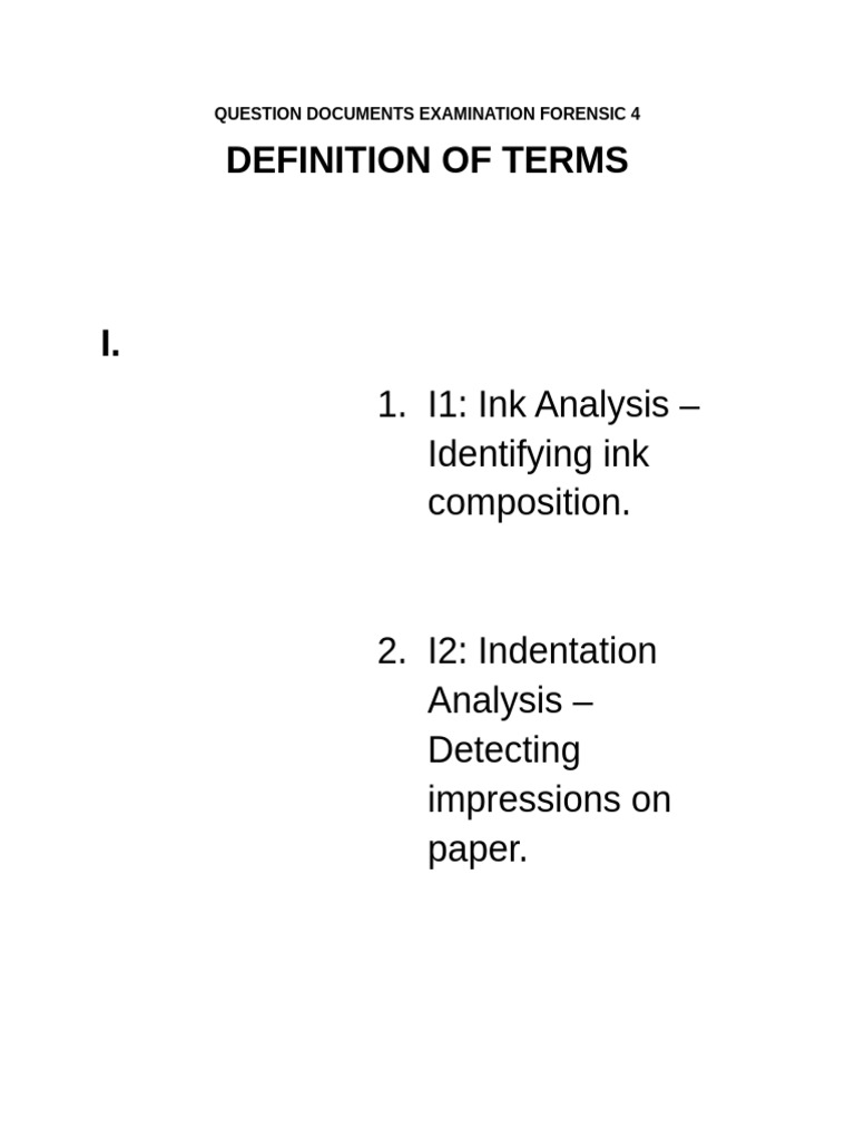 Question Document Examination Definition of Terms Scribd | PDF | Ink ...