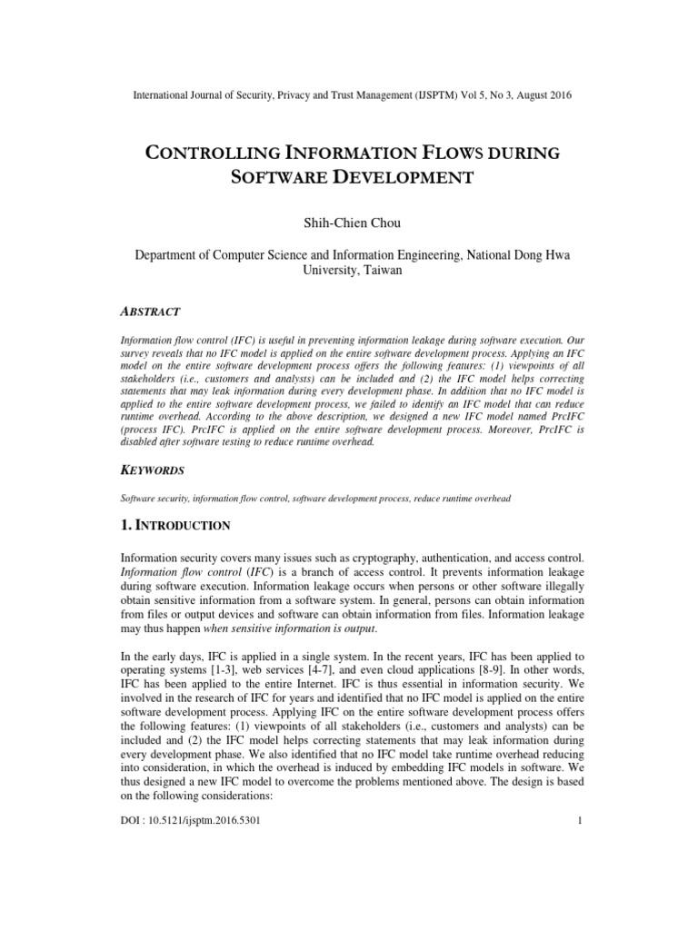Controlling Information Flows During Software Development | PDF | Software Development | Software