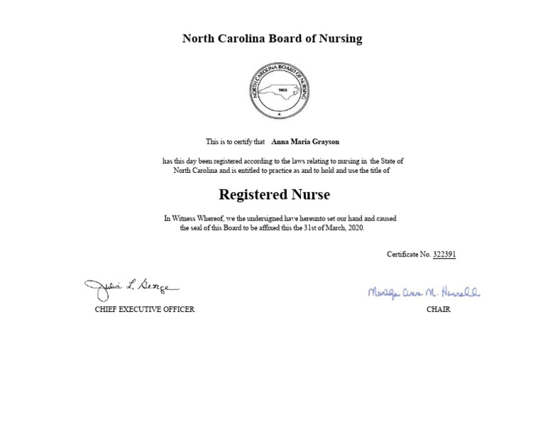 Anna Nurse RN Original Licensure by Endorsement Certificate | PDF