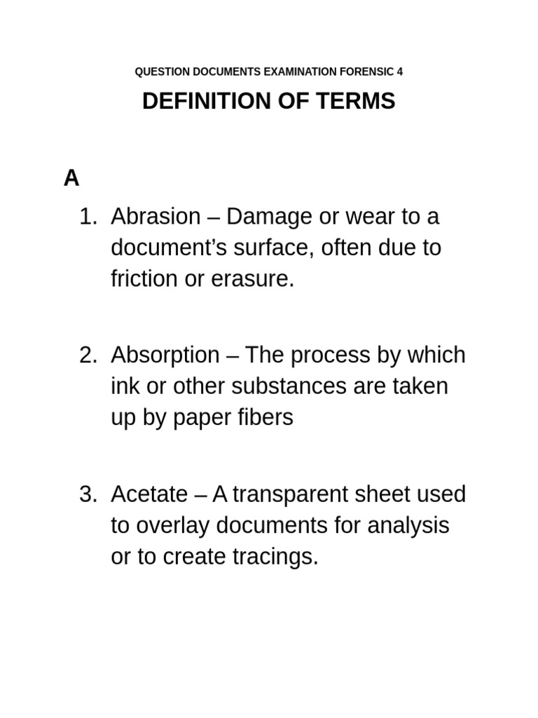 Question Document Examination Definition of Terms Scribd | PDF ...