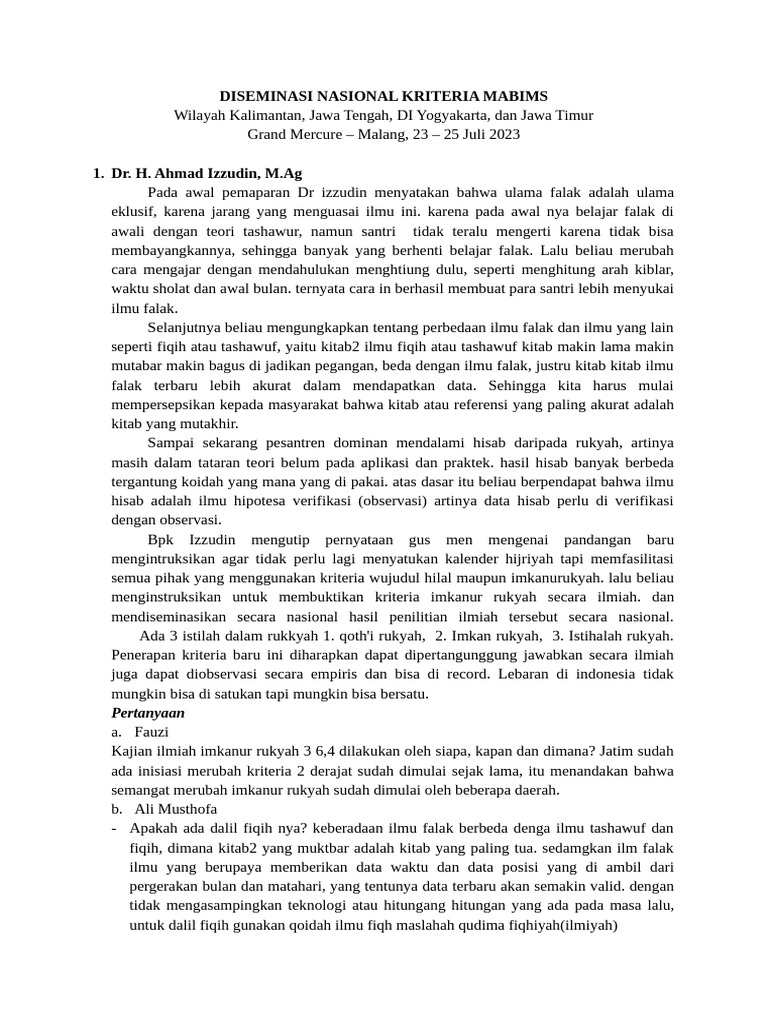Kriteria MABIMS dan Ilmu Falak 2023 | PDF