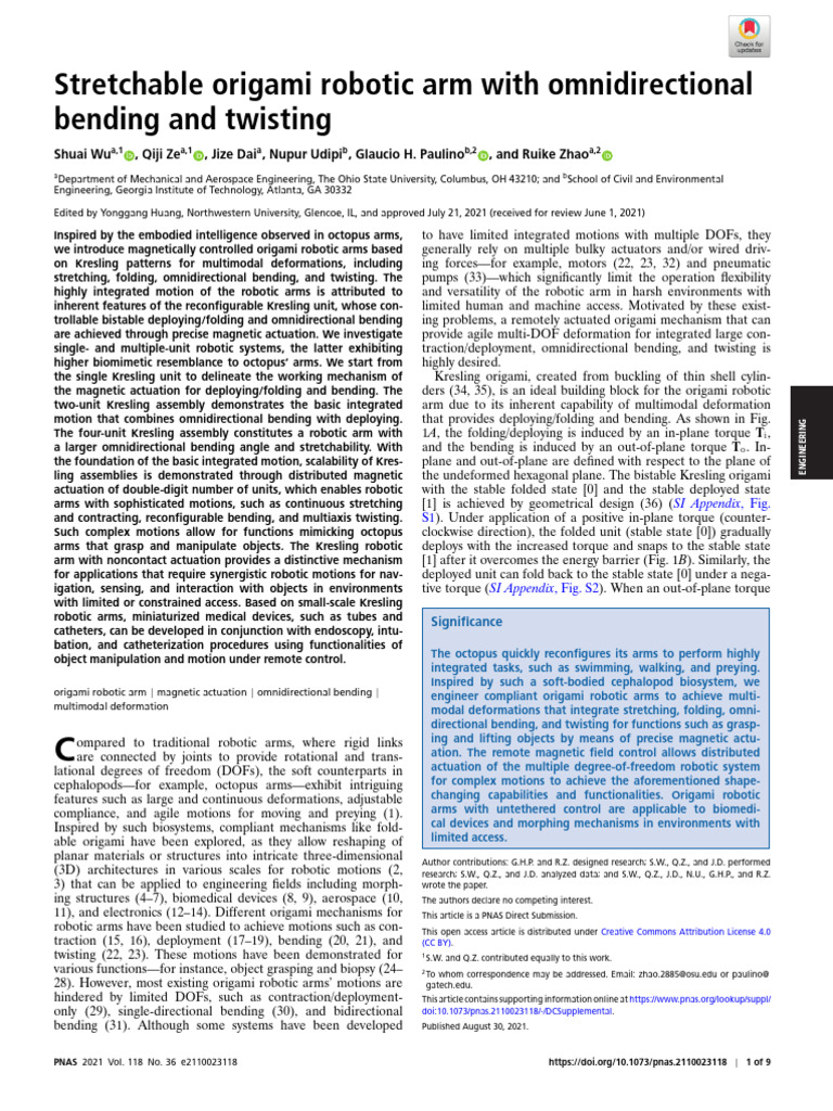 Wu Et Al Stretchable Origami Robotic Arm With Omnidirectional Bending ...