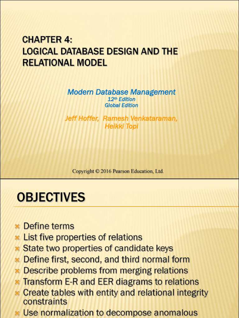 Ch04 Logical Database Design And The Relational Model Pdf Relational Database Computer Data