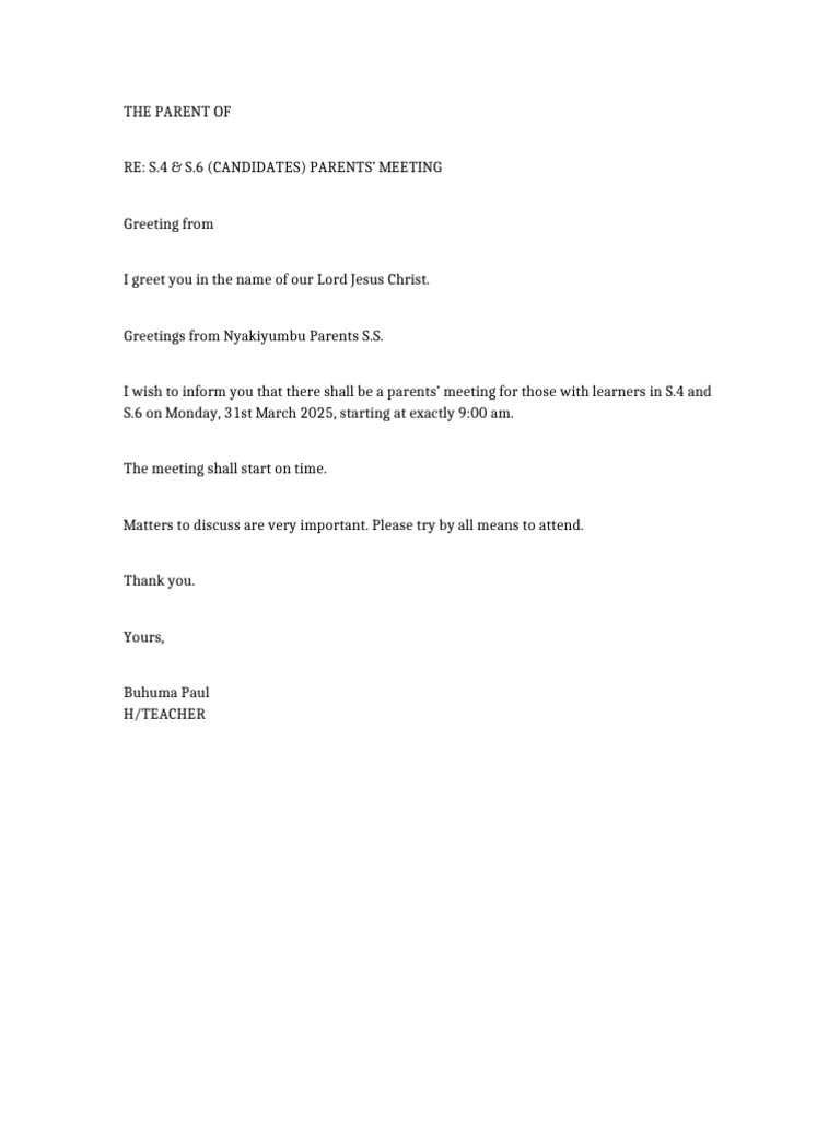 Parents Meeting Notice | PDF