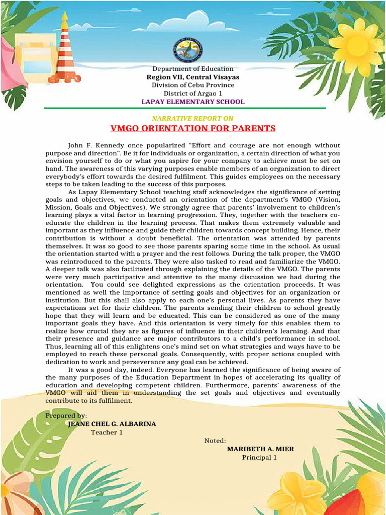 VMGO Orientation_Parents_2024-2025 | PDF | Goal | Behavioural Sciences