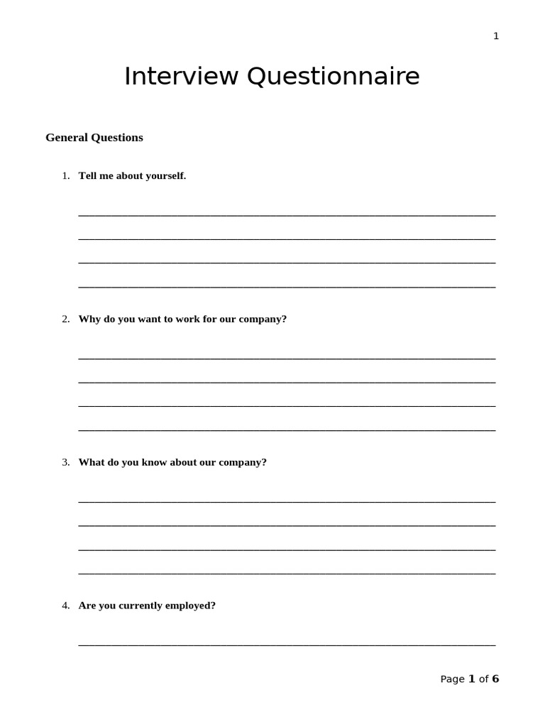 Office Assistant - Interviewee Questionnaire | PDF | Cognition ...