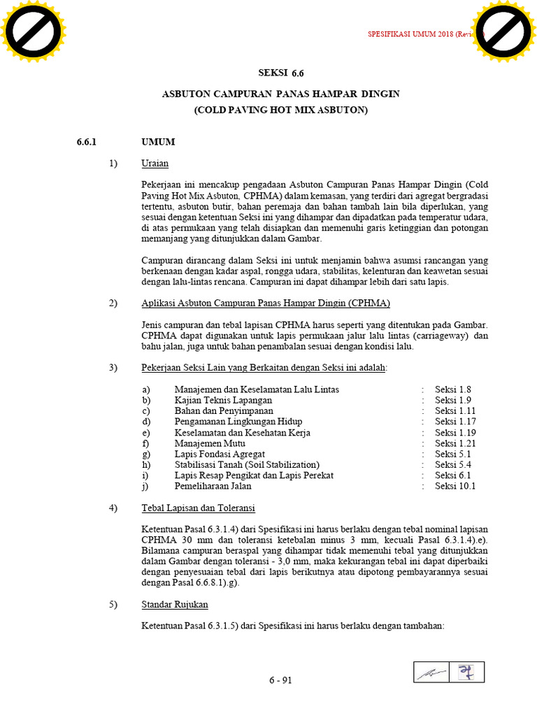 Seksi 6.6 - Asbuton Campuran Panas Hampar (Cphma) | PDF