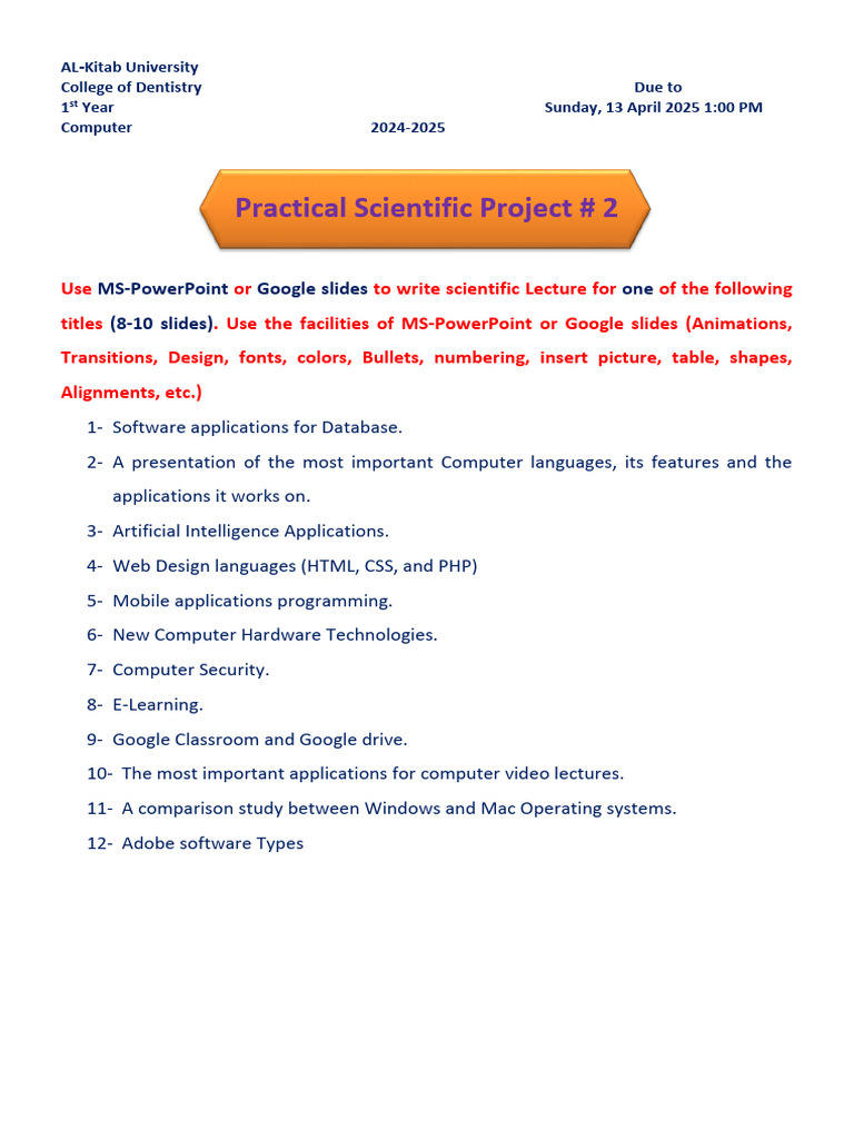 1st Year-Practical Project #2 | PDF