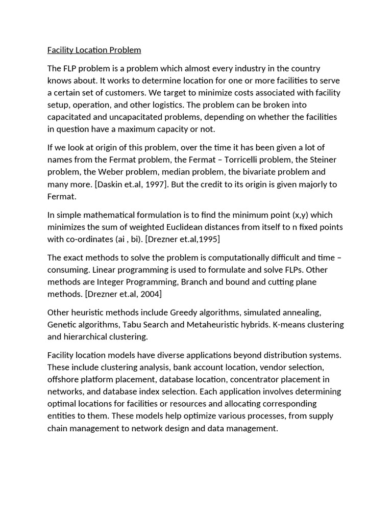 Facility Location Problem | PDF