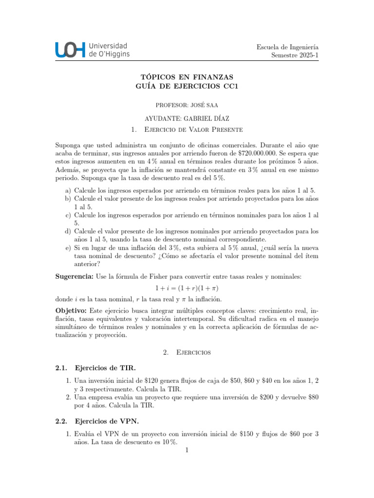 Gu A de Ejercicios CC1 Finanzas | PDF | Compartir (Finanzas) | Valores de renta variable