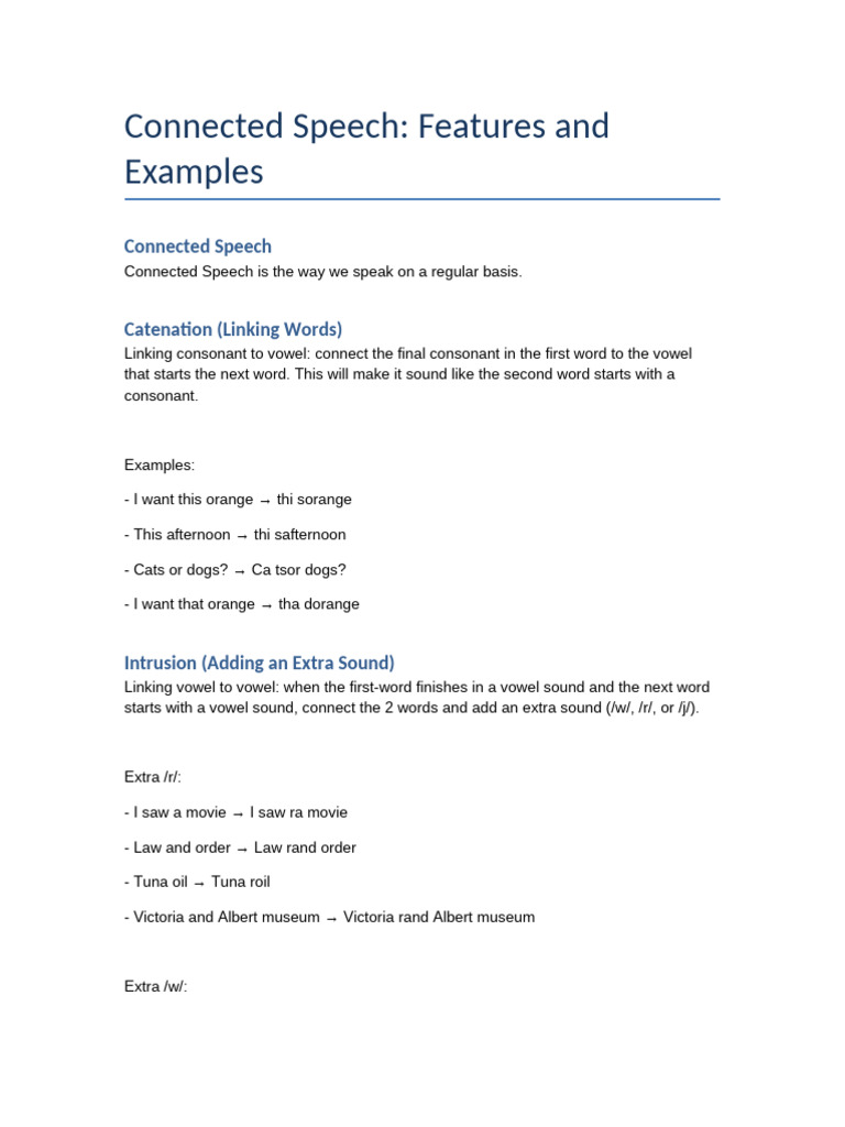 Connected Speech Features | PDF