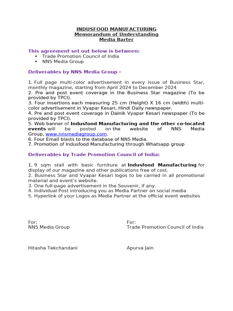 Draft Barter Proposal | PDF