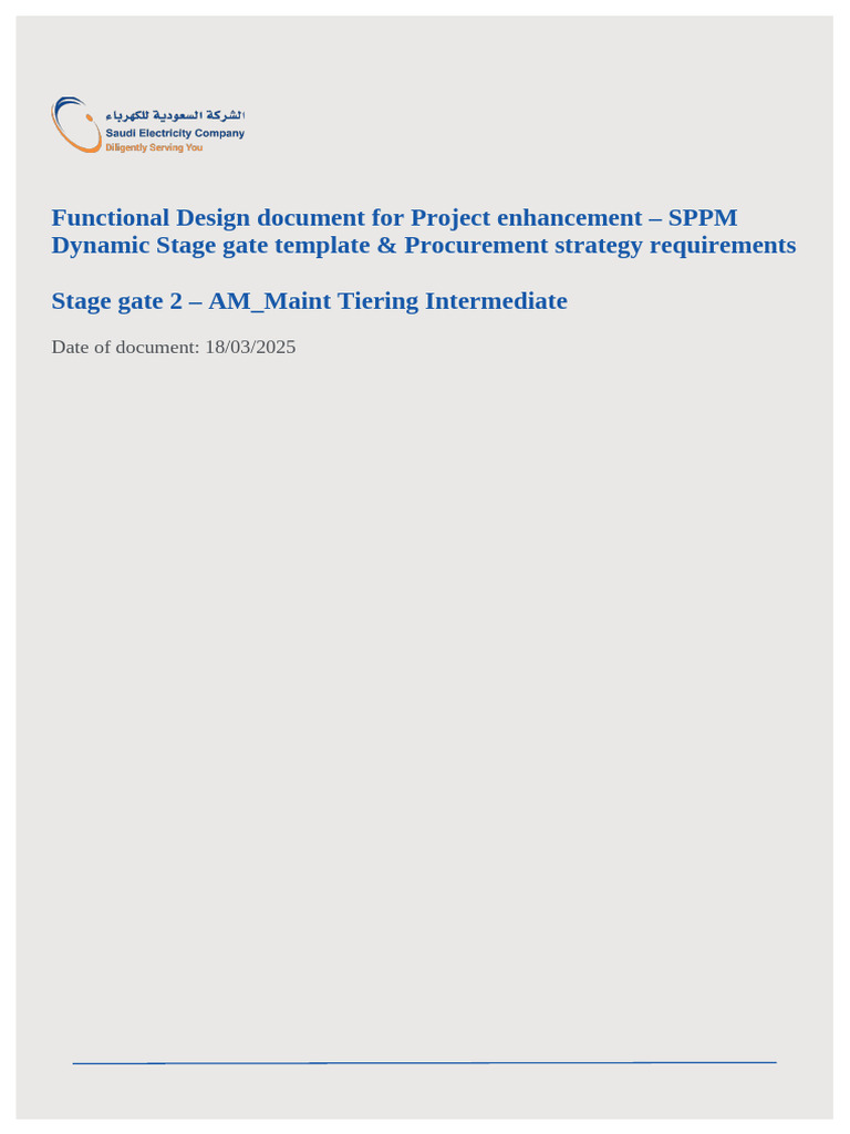 SPPM Dynamic Stage Gate Template - Stage Gate 2 - AM - Maint Tiering ...