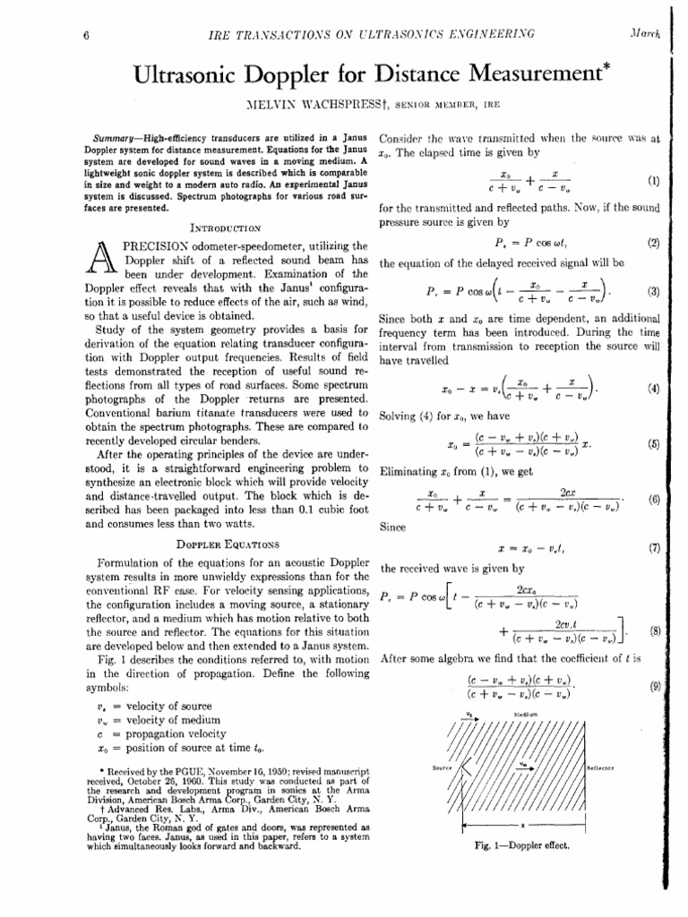 Ultrasonic Doppler Distance Measurement | PDF | Doppler Effect ...