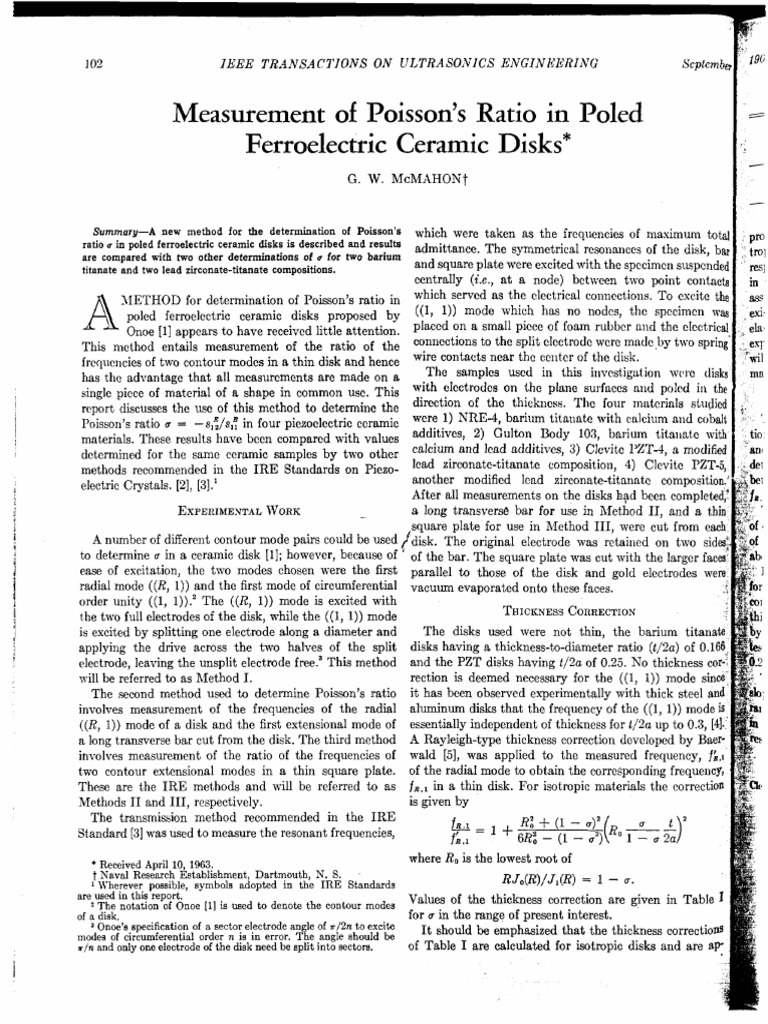Measurement of Poissons Ratio in Poled Ferroelectric Ceramics-AOi | PDF ...