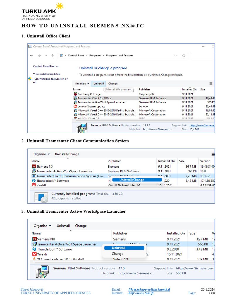 Uninstall NX&TCI | PDF