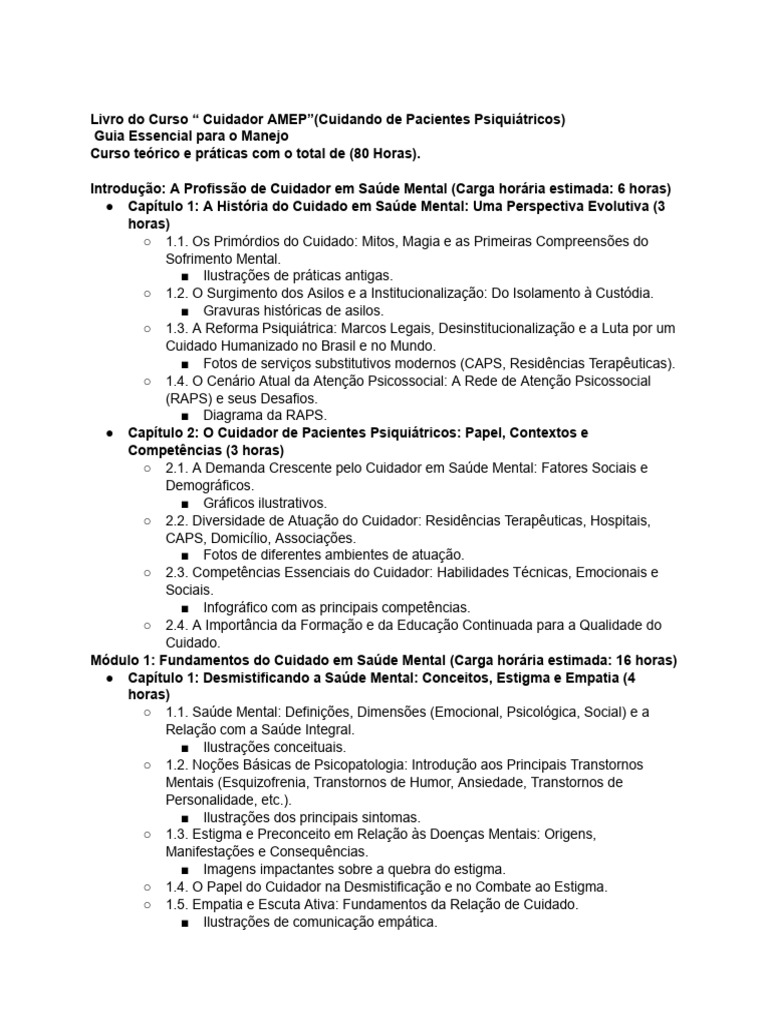 Curso Cuidador AMEP: Saúde Mental e Práticas | PDF | Saúde mental ...