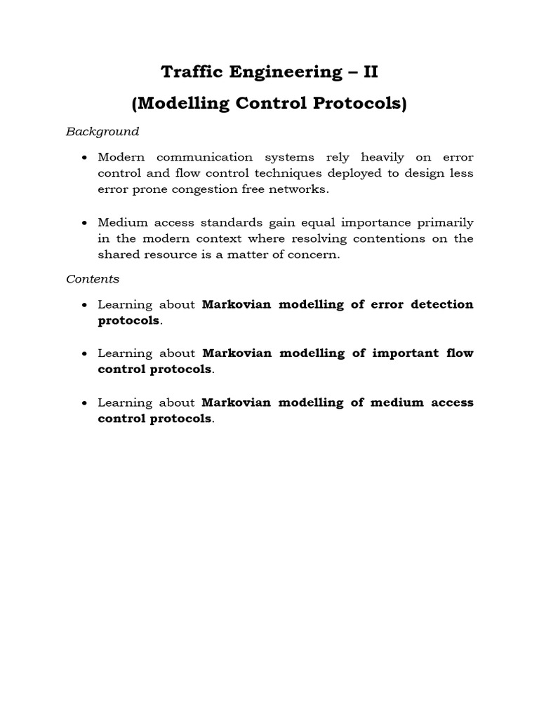 Traffic Engineering 2 - Modelling Control Protocols | PDF | Error Detection And Correction ...