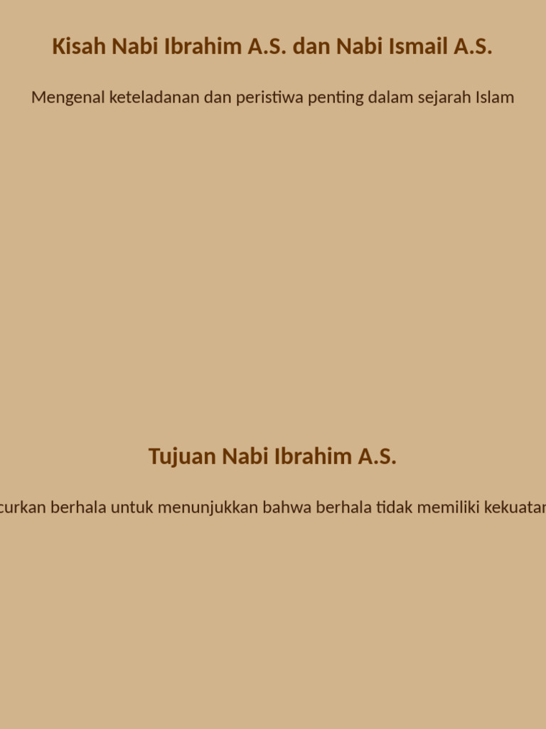 Nabi Ismail: Anak Nabi Ibrahim A.S. | PDF