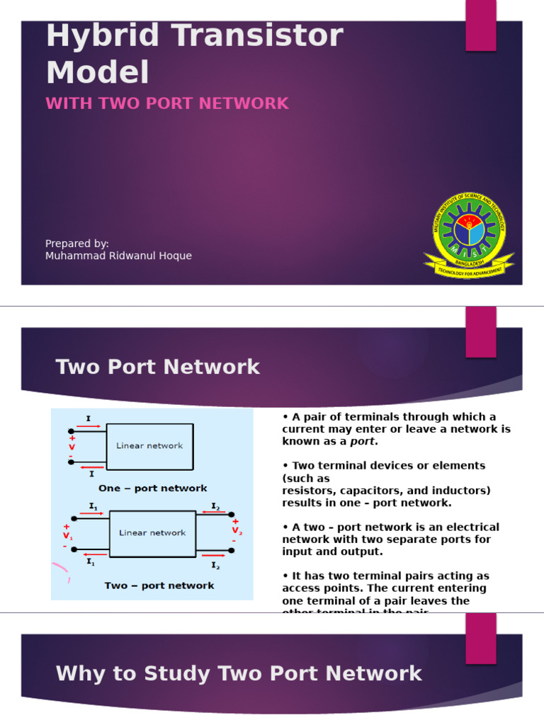 Hybrid Transistor Model: With Two Port Network | PDF | Electrical ...