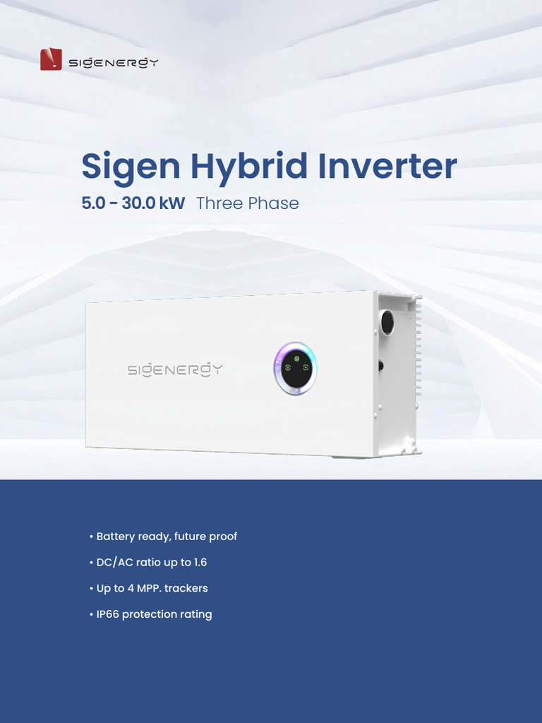 Sigen Hybrid Inverter 5-30 kW Datasheet | PDF | Power Inverter ...