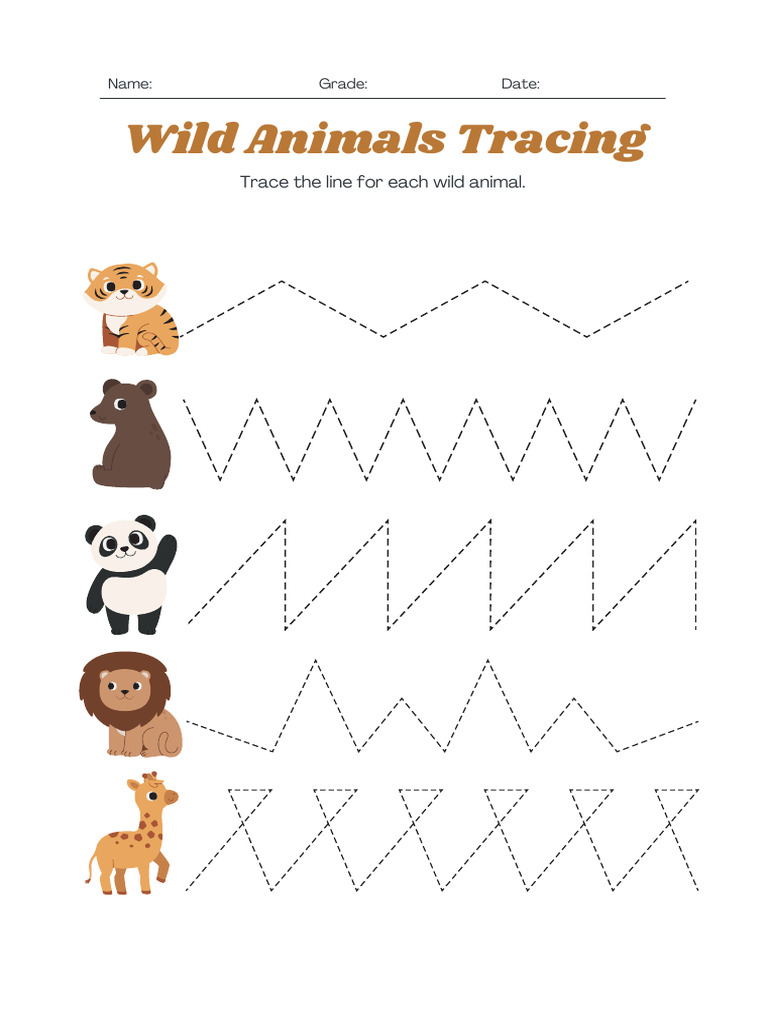 Pre-Writing Practice Worksheet in Orange and Brown Illustrative Style | PDF