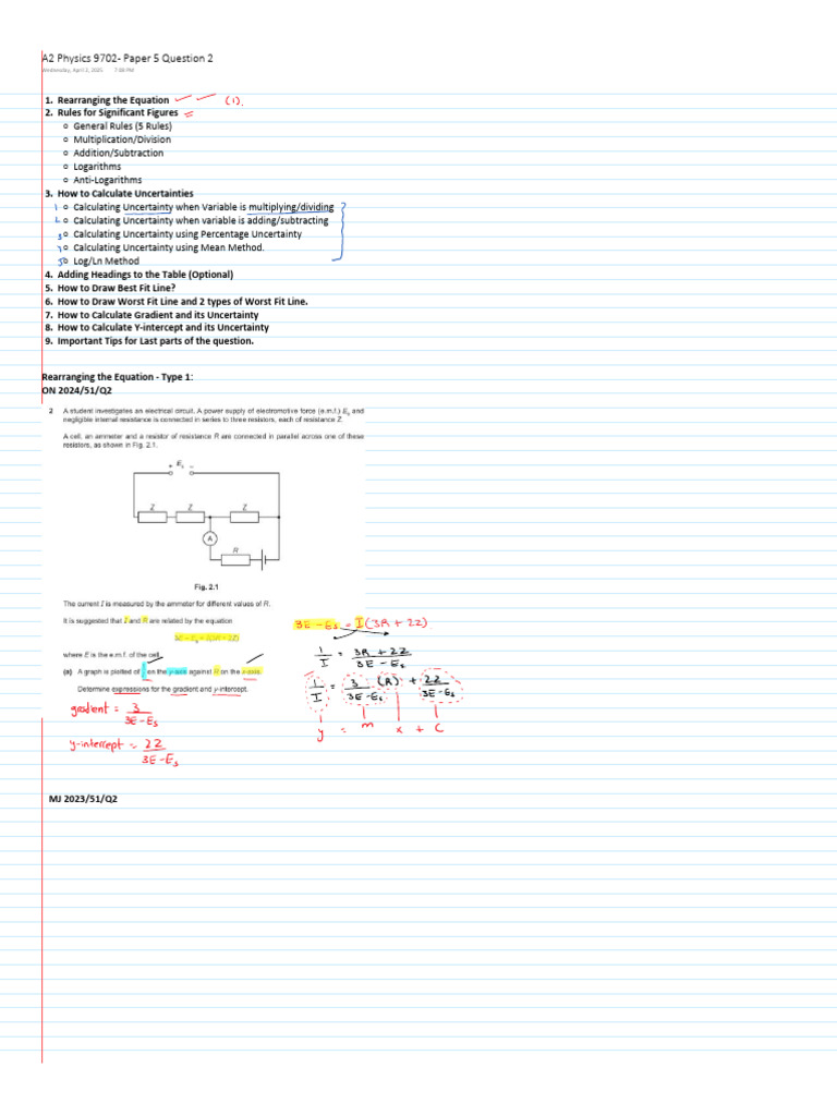 A2 Physics 9702 - Paper 5 Question 2 Important | PDF