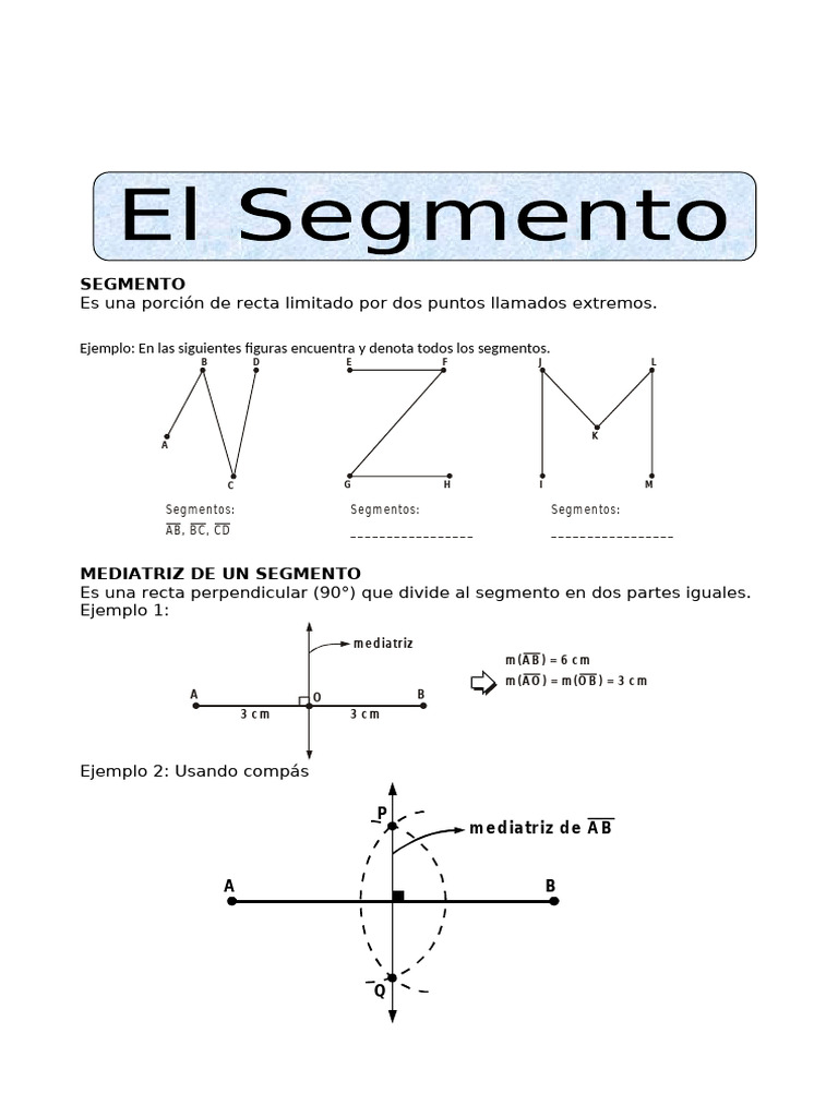 El Segmento para Quinto de Primaria | PDF | Geometría Elemental | Geometría euclidiana