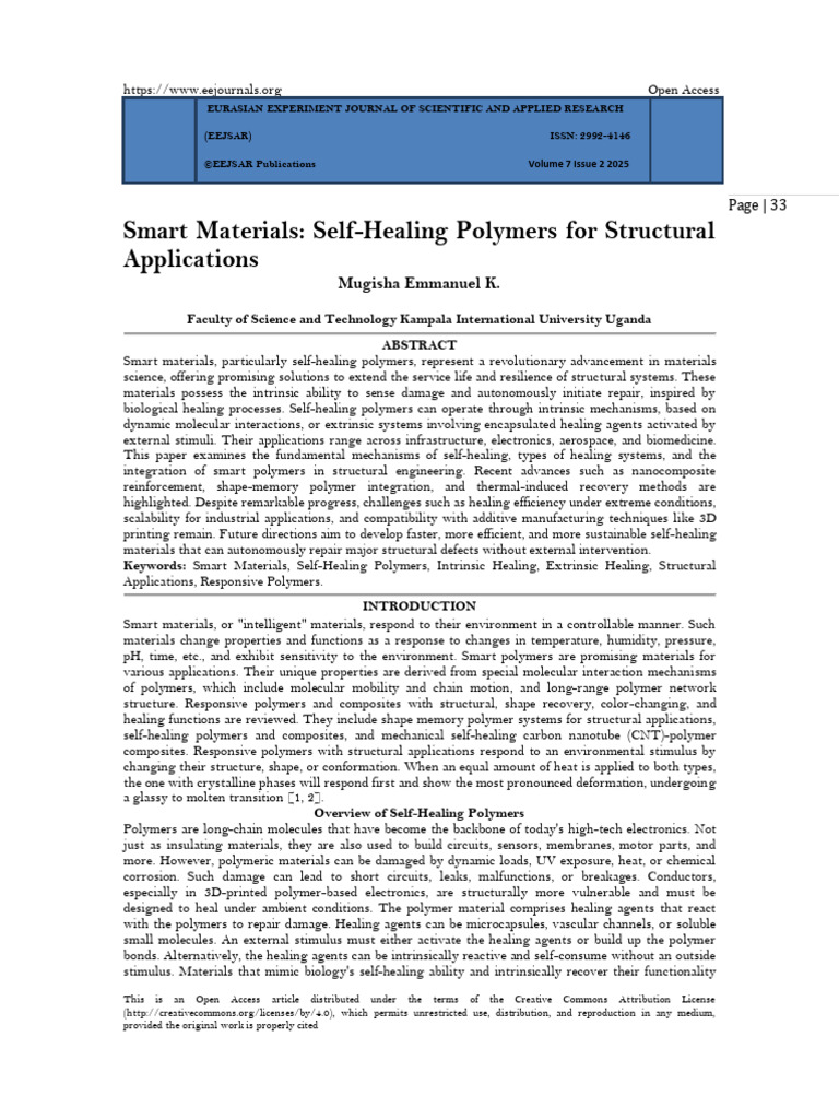 Self-Healing Polymers in Structural Applications | PDF | Polymers ...
