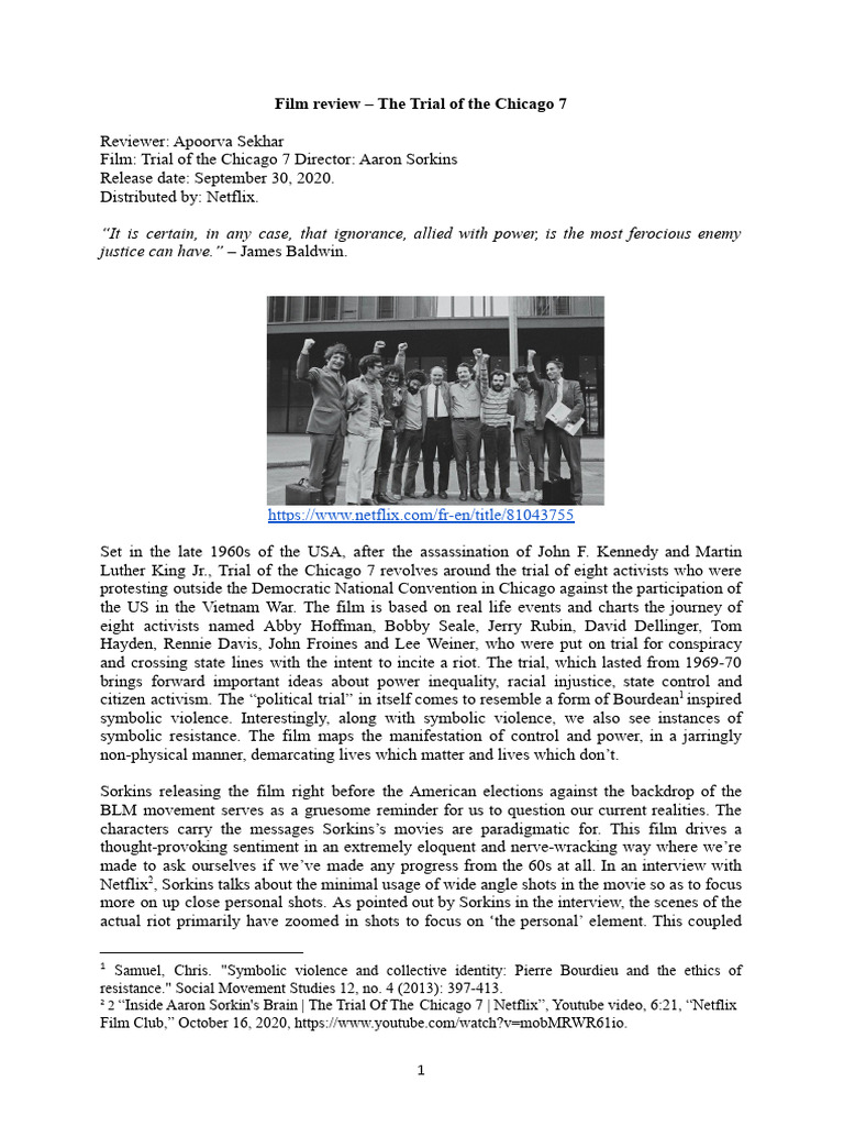 Film Review The Trial of The Chicago 7 | PDF
