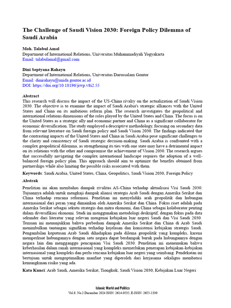 JIWP Article 55 the+Challenge+of+Saudi+Vision+2030 +Foreign+Policy ...