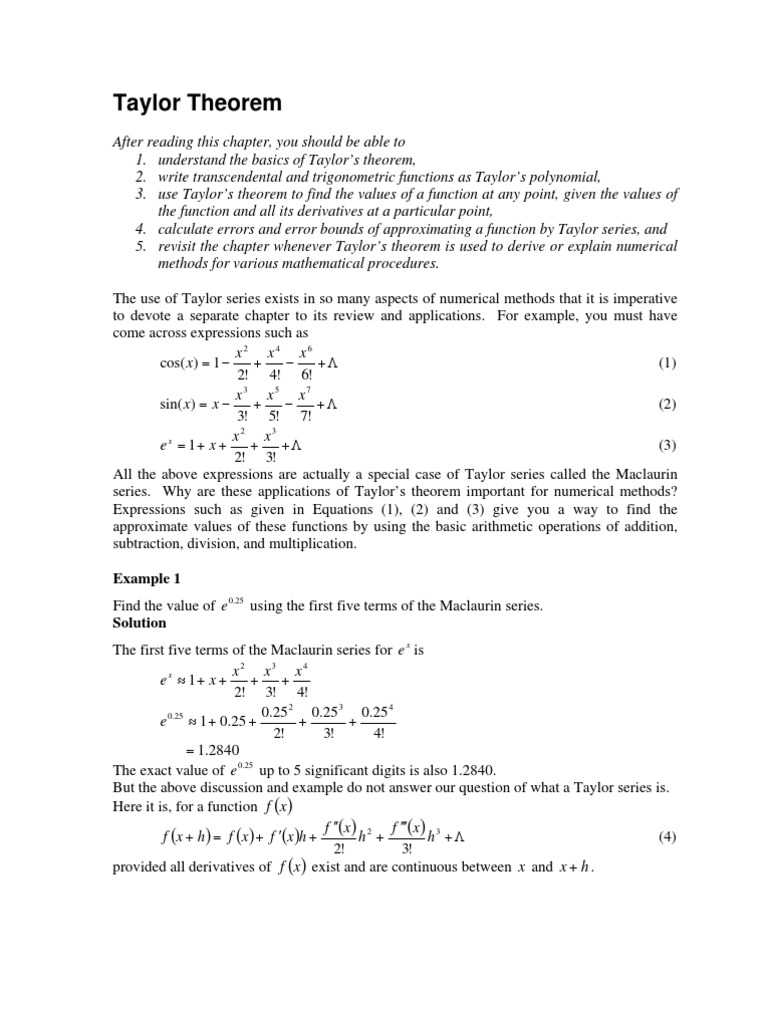 Taylor Series | Download Free PDF | Derivative | Numerical Analysis