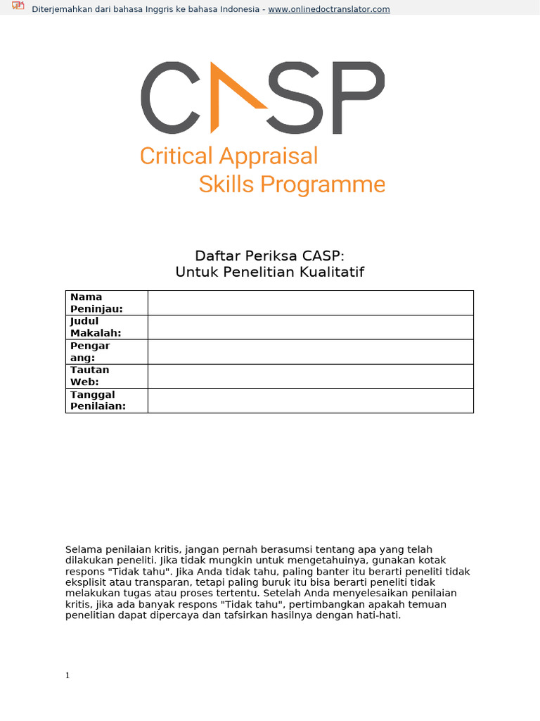 CASP Checklist Qualitative 2024.en - Id | PDF