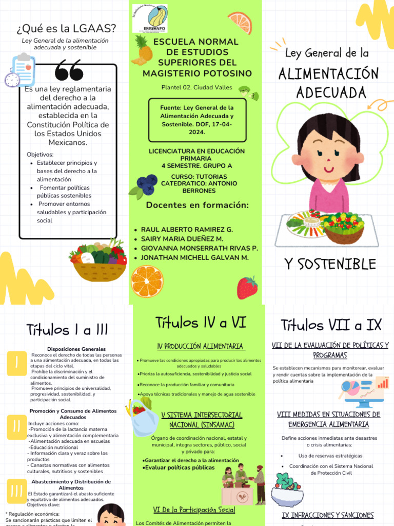 Triptico (LEY GENERAL DE ALIMENTACION ADECUADA Y SOSTENIBLE) | PDF ...