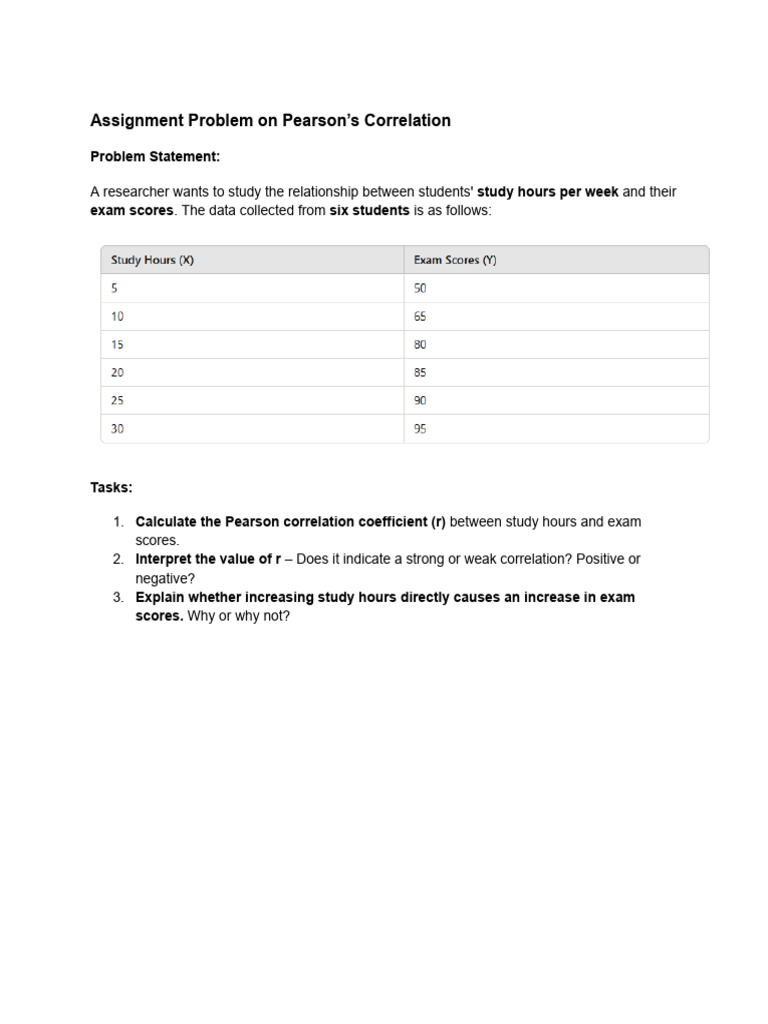 Assignment - Pearson's Correlation | PDF