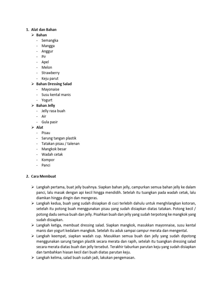 Flowchart Pembuatan Salad Buah | PDF