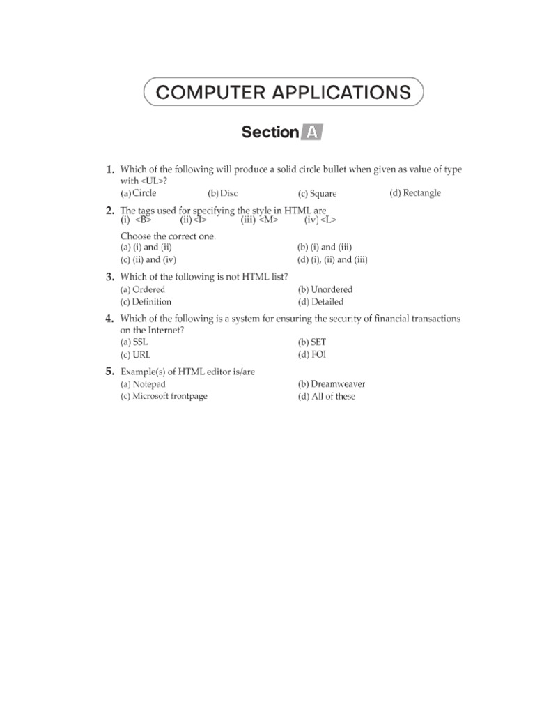 Question Bank Computer Application | PDF