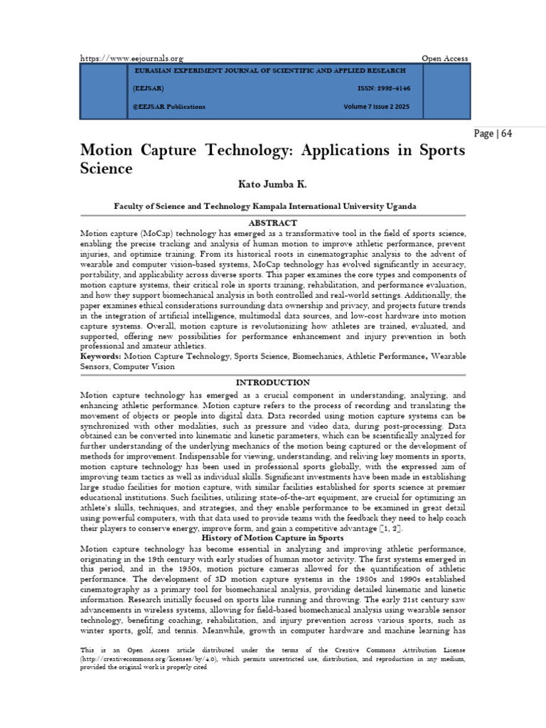 Motion Capture Technology in Sports | PDF