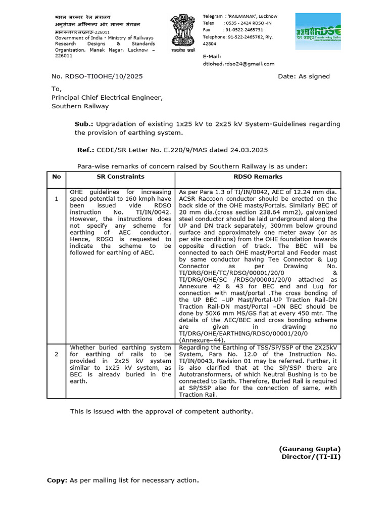 Guidelines for Railway Earthing System | PDF | Rail Transport | Railway ...