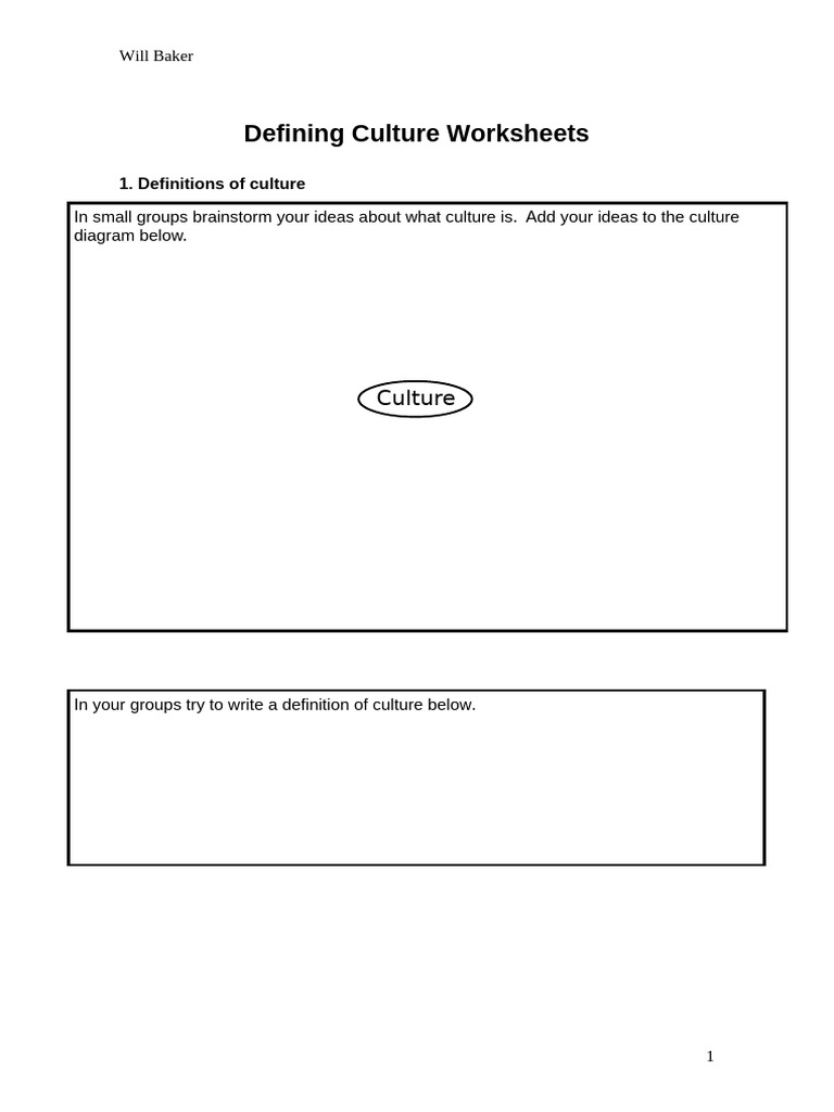 Defining Culture Worksheets | PDF | Idea | Semiotics