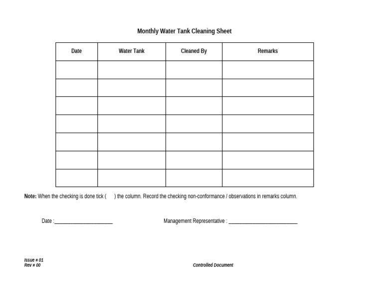 Water Tank Cleaning Checklist | PDF