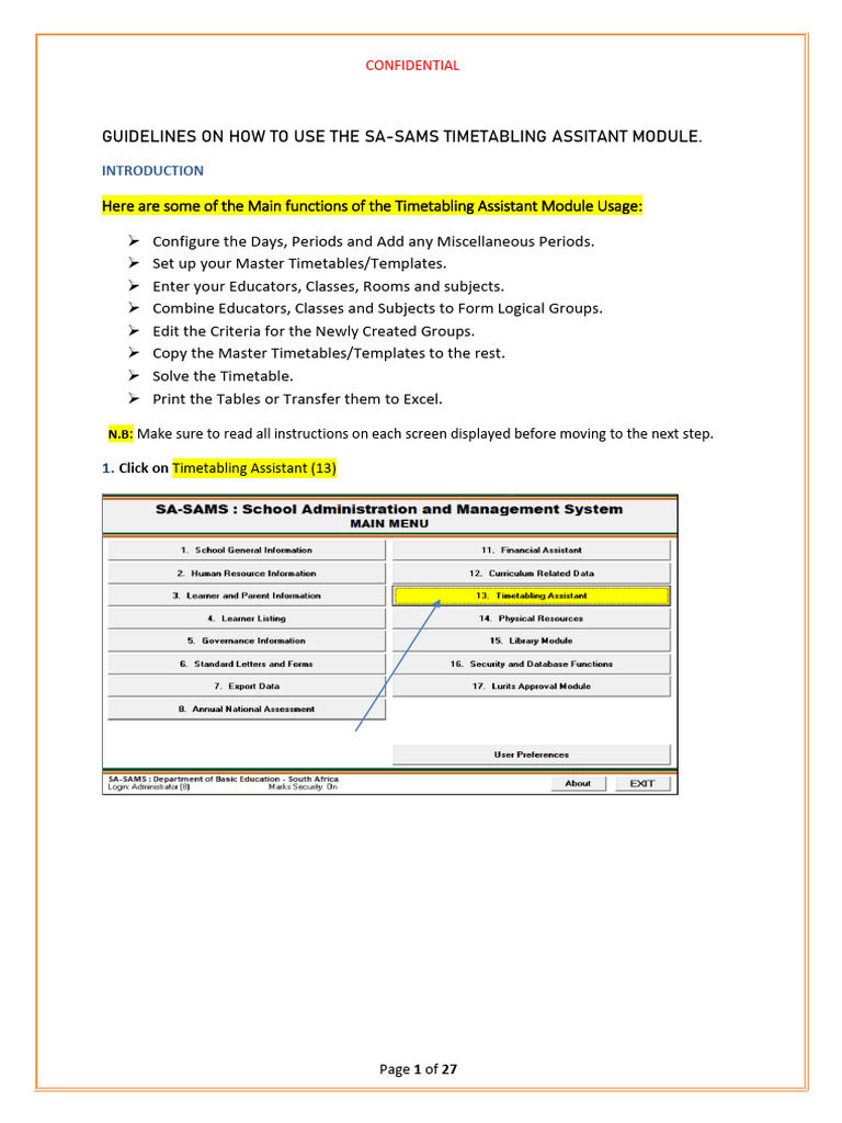 SA-SAMS Timetabling Assistant Guide | PDF | Computer Programming ...