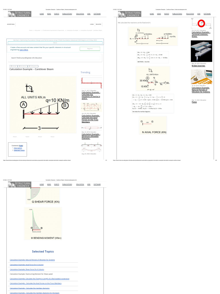 Calculation Example - Cantilever Beam - Thestructuralengineer - Info | PDF | Beam (Structure ...