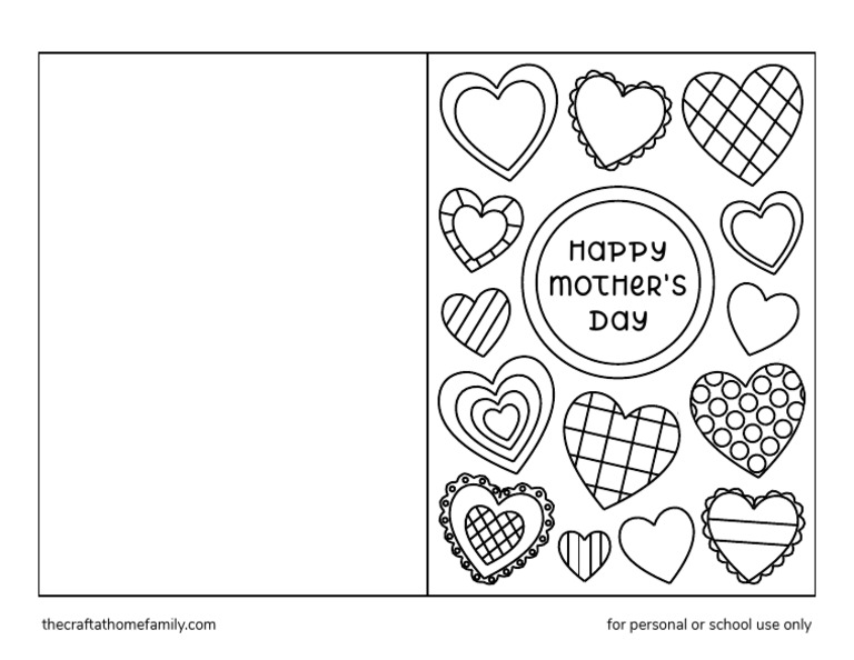 The Craft at Home Family Mothers Day Heart Coloring Card | PDF