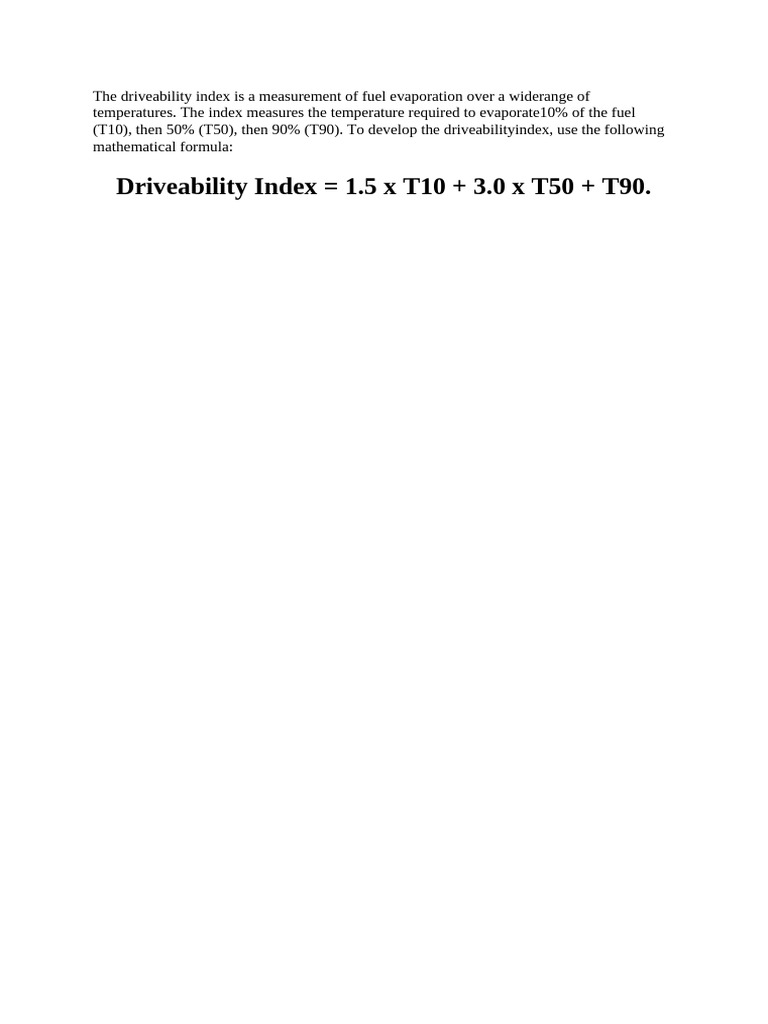 Driveability Index | PDF